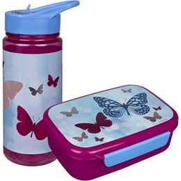 Scooli Lunchbox Fly & Sparkle, Kunststoff, (Set, 2-tlg), Brotzeitdose & Trinkflasche, rosa