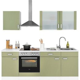 Wiho-Küchen wiho Küchen Küchenzeile Husum, mit E-Geräten, Breite 220 cm, grün|weiß