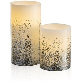Pauleen LED-Kerze Glowing Glitter Candle 2er Set (2-tlg), silberfarben|weiß