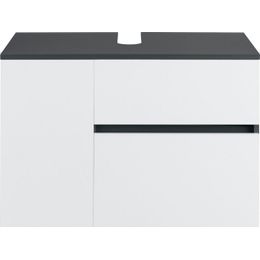 Home Affaire Waschbeckenunterschrank Wisla Siphonausschnitt, Tür Push-to-open-Funktion, Breite 80 cm, Höhe 53 cm, grau|weiß