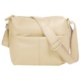 Samantha Look Umhängetasche, echt Leder, Made in Italy, beige|braun