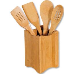 KESPER for kitchen & home KESPER for kitchen & home Kochbesteck-Set (Set, 5-tlg), eckiger Behälter, Bambus, beige