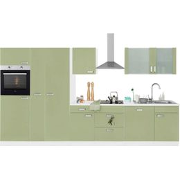 Wiho-Küchen wiho Küchen Küchenzeile Husum, mit E-Geräten, Breite 360 cm, grün|weiß