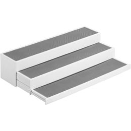 Wenko Ablageregal Steps, 3-stufig, ausziehbar, grau|weiß