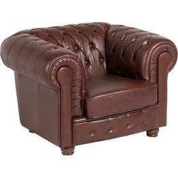 Max Winzer® Sessel Bristol, mit edler Knopfheftung, Breite 110 cm, braun