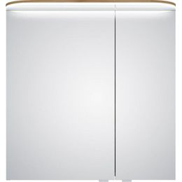 Saphir Spiegelschrank Balto Sprint Badschrank mit LED-Lichtkranz, 70 cm breit, 2 Türen Schalter-/ Steckdosenkombination, inkl. Türdämpfer, 567LM, 12V LED, braun
