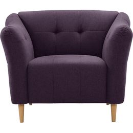 exxpo - sofa fashion Sessel Soraya, mit Holzfüßen, frei im Raum stellbar, lila