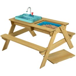 TP Toys Garten-Kindersitzgruppe Picknicktisch, für Kinder mit Waschbecken, Holz, beige