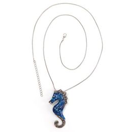Collezione Alessandro Lange Kette Filiz, Seepferdchen mit Kunstharzkörper, blau