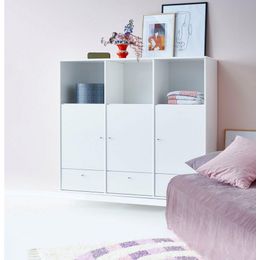 Hammel Furniture Highboard Mistral Hochkommode, Hochschrank, mit Türen und Schubladen, Breite: 133cm, anpassungsbar Designmöbel, weiß