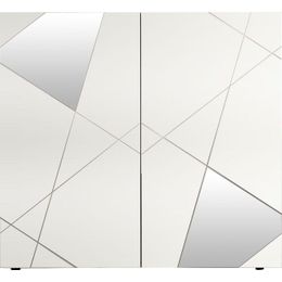 Inosign Highboard Vittoria, Breite 121 cm, Front mit Siebdruck und Spiegel, weiß