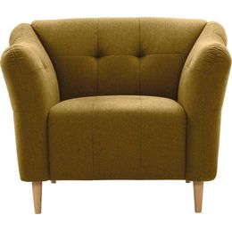 exxpo - sofa fashion Sessel Soraya, mit Holzfüßen, frei im Raum stellbar, gelb