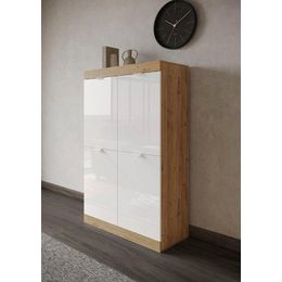 Lc Highboard Slim, Breite 91 cm, weiß Hochglanz Lack, weiß