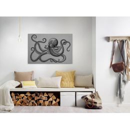 A.S. Création A.S. Création Leinwandbild jules, Tiere (1 St), Keilrahmen Bild Octopus Krake, grau|schwarz