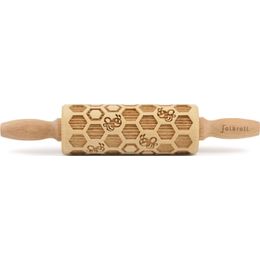 Folkroll Teigroller 3D-Motiv-Teigrolle Buchenholz, Bienenwaben, beige|braun