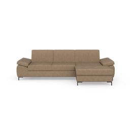 DOMO collection Ecksofa Capelo L-Form, mit Armteilverstellung, wahlweise mit Bettfunktion, Federkern, braun