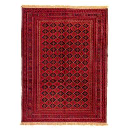 Wollteppich Kelim - Oriental - 198 x 151 cm - dunkelrot, morgenland, rechteckig, Höhe: 4 mm, Wohnzimmer, Einzelstück, rot