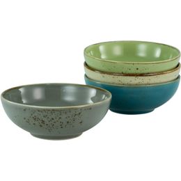 Creatable Schale NATURE COLLECTION, Steinzeug, (Set, 4-tlg), Salatschale, Müslischale, in Naturfarben, Ø 16,5 cm, blau|bunt|grau|grün