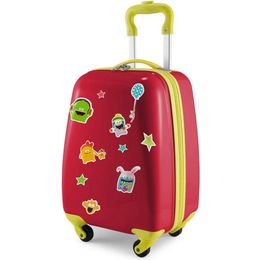 Hauptstadtkoffer Kinderkoffer For Kids, Monster, 4 Rollen, mit wasserbeständigen, reflektierenden Monster-Stickern, rot