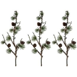 Winterliche Kunstpflanze Weihnachtsdeko Zeder, Creativ green, Höhe 57 cm, Zweig mit Zapfen und Flechten, 3er-set, grün