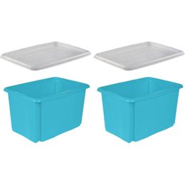 keeeper Aufbewahrungsbox emil (Set, 2 St), 45 L, mit Deckel, hochwertiger Kunststoff, blau