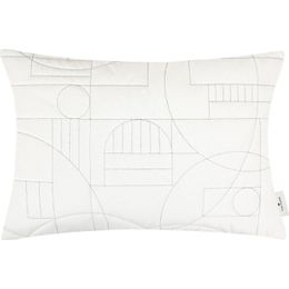 Tom Tailor HOME Dekokissen Stitched Artdeco, aus kuschelweicher Samtnachbildung, Kissenhülle ohne Füllung, 1 Stück, beige