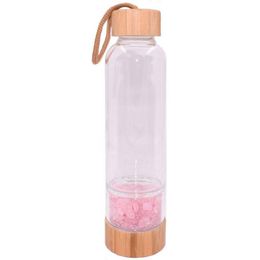 Firetti Trinkflasche Schmuck Geschenk Edelstein Farbstein Trinkflasche Energiesteine, mit Bergkristall, Rosenquarz oder Amethyst, braun|rosa