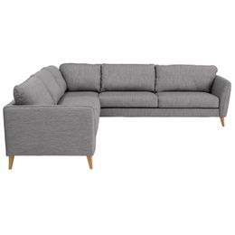 Home Affaire Ecksofa MARSEILLE 278/278 cm, L-Form, gleichschenklig, aus Eiche-Massivholz Beinen, verschiedene Bezüge, grau