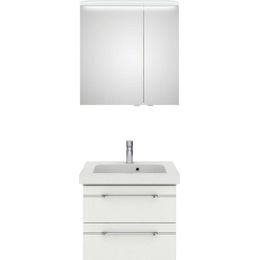 Saphir Badmöbel-Set Balto Sprint 2-teilig, Mineralmarmor-Waschtisch mit LED-Spiegelschrank, (2-St), Badezimmer Set inkl. Türdämpfer, 70 cm breit, 2 Türen, 2 Schubladen, weiß