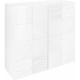 Inosign Highboard Miro, Breite 121 cm mit dekorativem Siebdruck, weiß