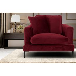 LEONIQUE Sessel Cozy, mit Metallbeinen und Zierkissen, rot