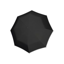 Doppler® Taschenregenschirm Mini Light up uni, Black, mit reflektierenden Elementen am Schirmdach, schwarz