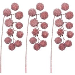 Winterliche Kunstpflanze Weihnachtsdeko Platane, Creativ green, Höhe 62 cm, Zweig mit 10 Früchten, im 3er-Set, rosa