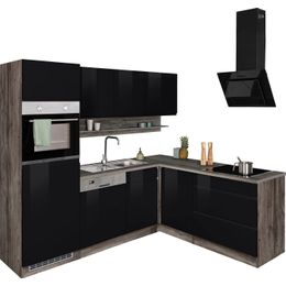 Kochstation Küche KS-Virginia, Stellbreite 230/190 cm, wahlweise mit Induktion, schwarz