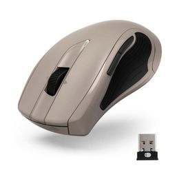 Hama Computermaus kabellos für Rechtshänder, 7 Tasten Laserfunkmaus Maus (Funk, PC Office Maus, programmierbare Browser Tasten, DPI, USB Empfänger), beige|gelb