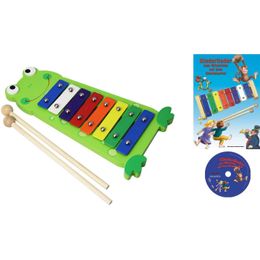 Clifton Spielzeug-Musikinstrument Metallophon Frosch, mit 8 Tönen und Kinderlieder CD, Karaoke CD mit Heft, bunt