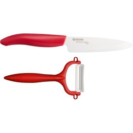Kyocera Messer-Set GEN (Set, 2-tlg), scharfe Hochleistungskeramik-Klinge, (Universalmesser, Sparschäler), rot