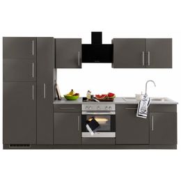 Wiho-Küchen wiho Küchen Küchenzeile Cali, mit E-Geräten und Kühl-Gefrierkombination, Breite 310 cm, grau