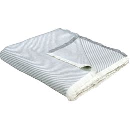 Wohndecke Stripes, Adam, GOTS zertifiziert - nachhaltig aus Bio-Baumwolle, Kuscheldecke, beige|grau