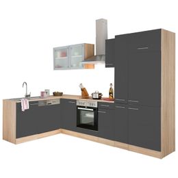 Optifit Winkelküche Kalmar, mit E-Geräten, Stellbreite 300 x 175 cm, grau