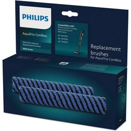 Philips Bürste Ersatzbürste, XV1793/01, Zubehör für Philips AquaTrio, (Spar-Set, 2-tlg), 2 Reinigungsbürsten aus weicher Mikrofaser, für Hartböden, blau|schwarz
