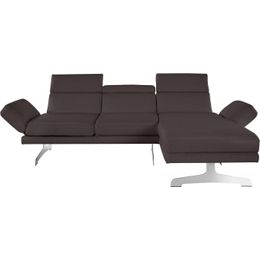 Places of Style Ecksofa Amantea L-Form, mit Arm- und Kopfteilverstellung, mit Drehsitz und Rückenverstellung, braun