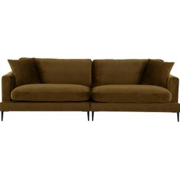 LEONIQUE Big-Sofa Cozy, mit losen Kissen und Metallbeinen, gelb