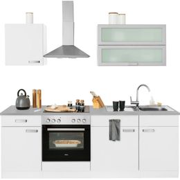 Wiho-Küchen wiho Küchen Küchenzeile Husum, mit E-Geräten, Breite 220 cm, grau|weiß
