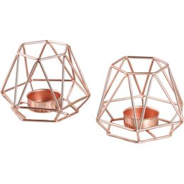 ECHTWERK Teelichthalter Vintage Small, Weihnachtsdeko (Set, 2 St), moderner Kerzenhalter aus Eisen, geometrisches Design, Höhe ca. 8,3 cm, braun