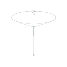 Elli Collier Y-Kette Solitär Kristalle 925 Silber, silberfarben