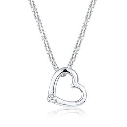 Elli DIAMONDS Collierkettchen Herz Liebe Diamant (0.015 ct) 925 Silber, silberfarben