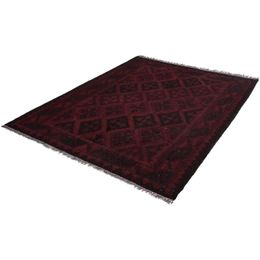 Wollteppich Kelim - Oriental - 193 x 145 cm - dunkelrot, morgenland, rechteckig, Höhe: 6 mm, Wohnzimmer, Einzelstück, rot