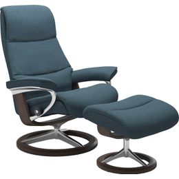 stressless® Relaxsessel View (Set, Relaxsessel mit Hocker), mit Signature Base, Größe L,Gestell Wenge, blau