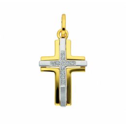 Adelia´s Adelia´s Kette ohne Anhänger 333 Gold Kreuz Anhänger mit Zirkonia, Schmuckset - Set mit Halskette, goldfarben